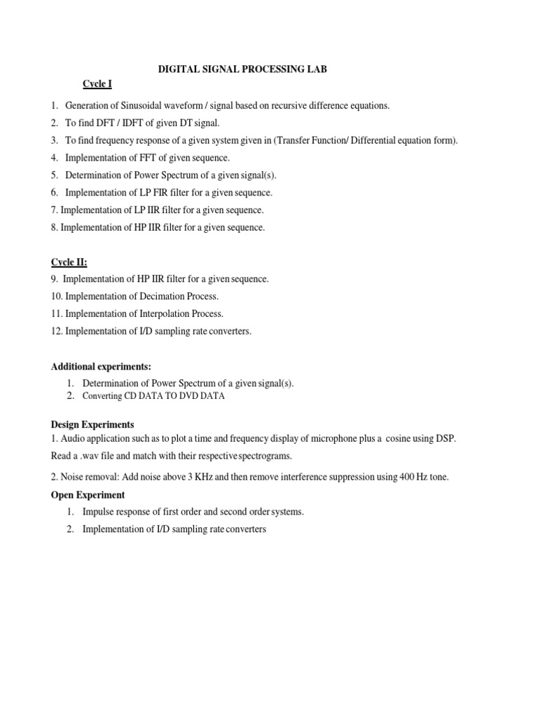 DSP Lab File | PDF | Discrete Fourier Transform | Fast Fourier Transform