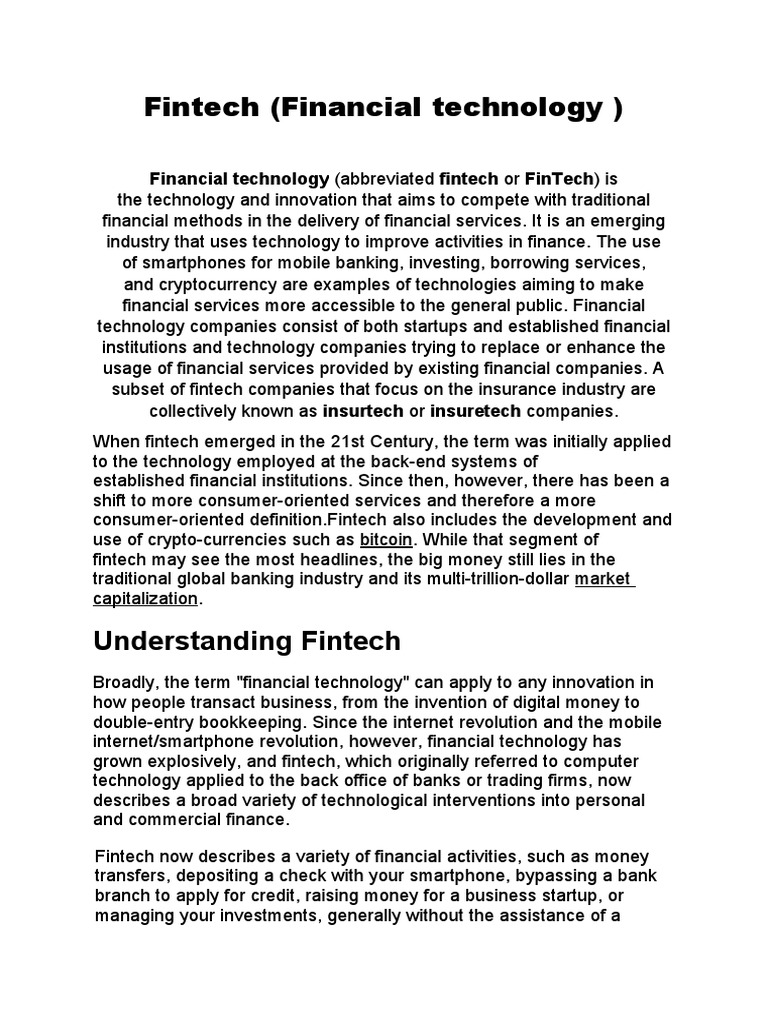 Fintech Report by SK | PDF | Finance & Money Management | Financial ...