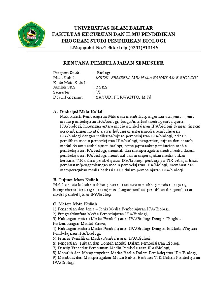 RPS Media Pembel Biologi 2022 | PDF