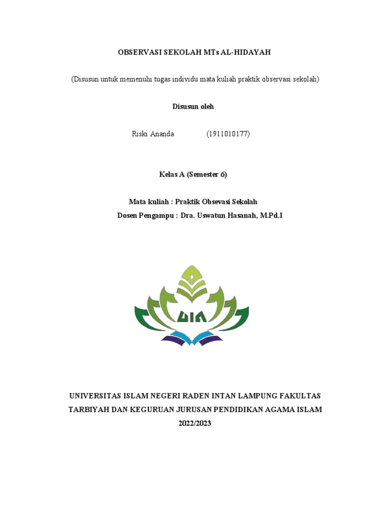 Cover Observasi | PDF | Kesehatan Holistik