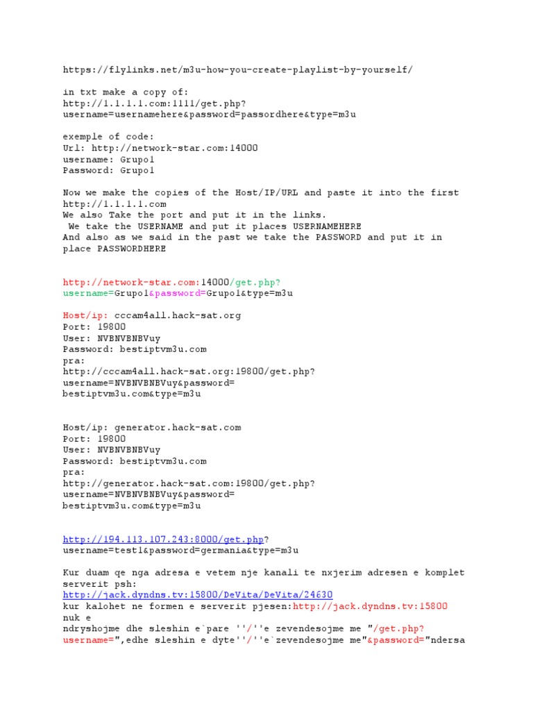 How To Create M3u Playlist From Xtream Code | PDF | Computer Networking | Information Age