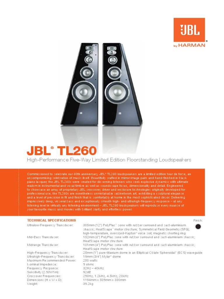 JBL TL260: High-Performance Five-Way Limited Edition Floorstanding ...