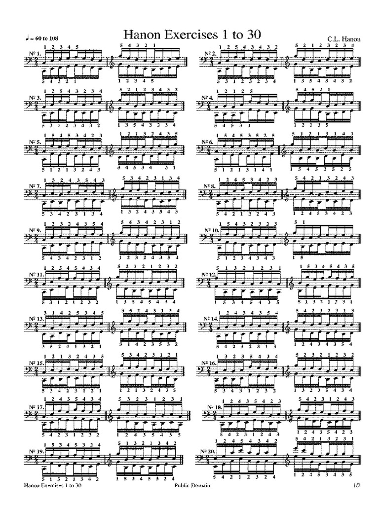 Hanon Simplificado (1-10) | PDF