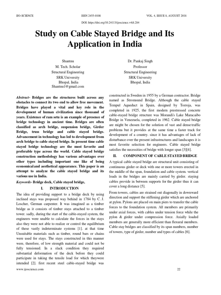 Study On Cable Stayed Bridge and Its App | PDF | Bridge | Building ...