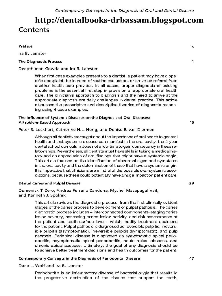 Diagnosing Oral Disease: A Focus on Clinical Reasoning and the Diagnostic Process | PDF ...