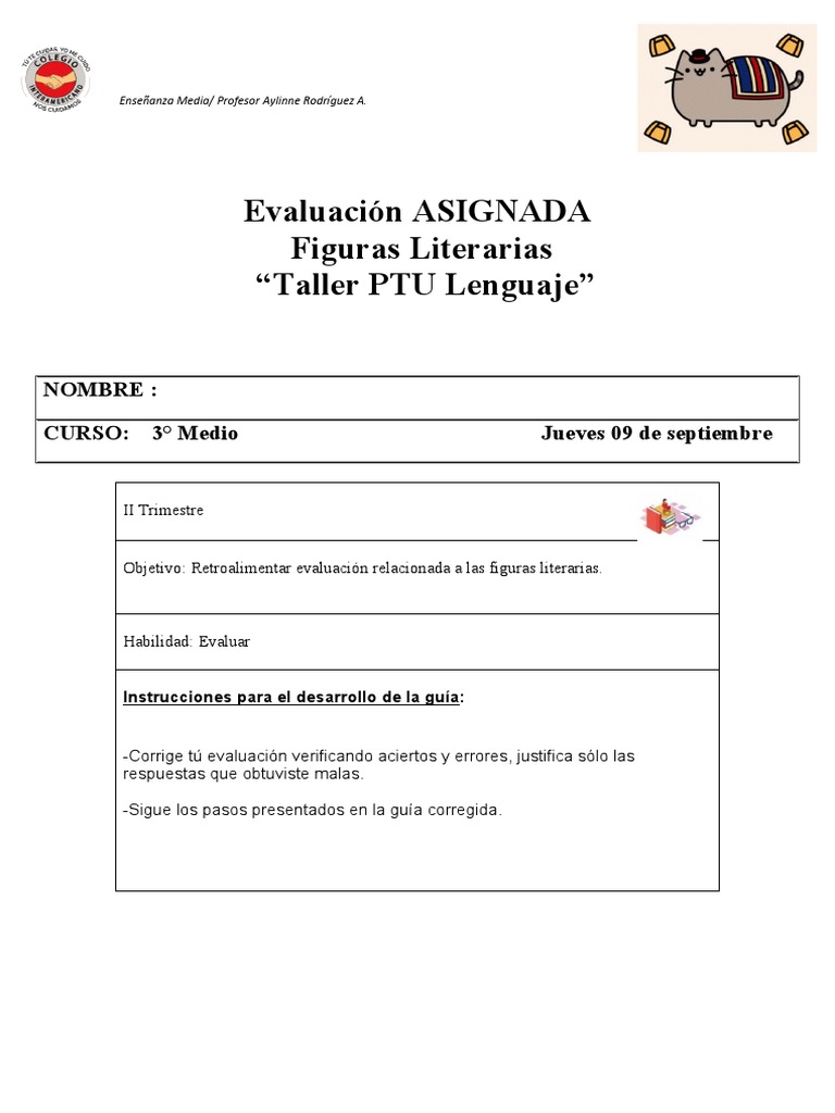 Evaluación Asignada 3° Medio Ptu Lenguaje | PDF