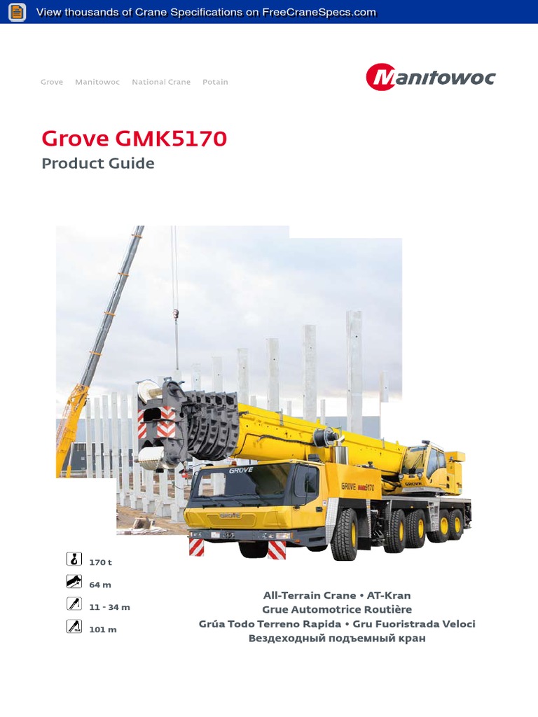 Grove GMK5170: Product Guide | PDF | Truck | Brake