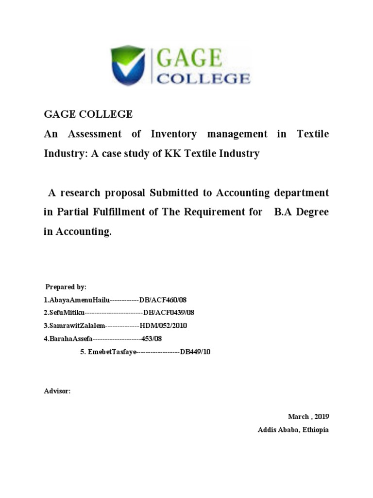 Inventory Management in KK Textile Industry | PDF | Inventory | Market ...