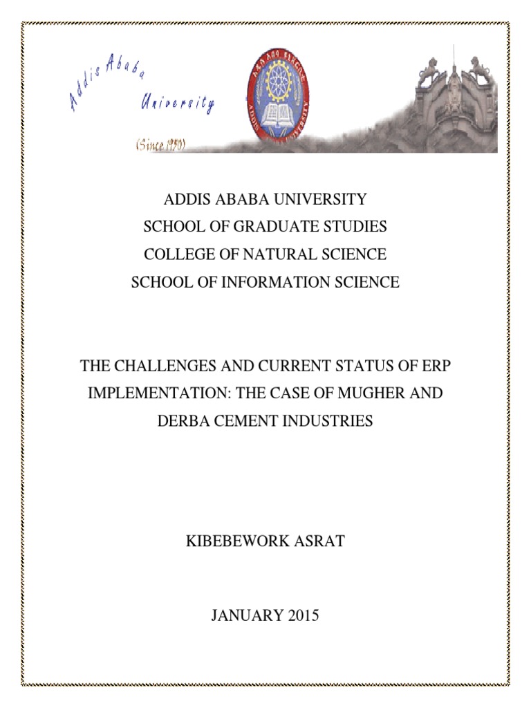 Challenges and Current Status of ERP Implementation in the Ethiopian ...