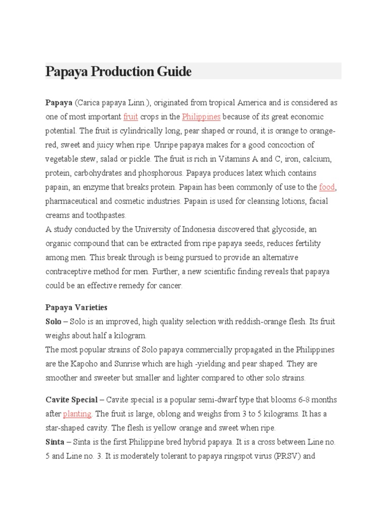Papaya Production Guide | PDF