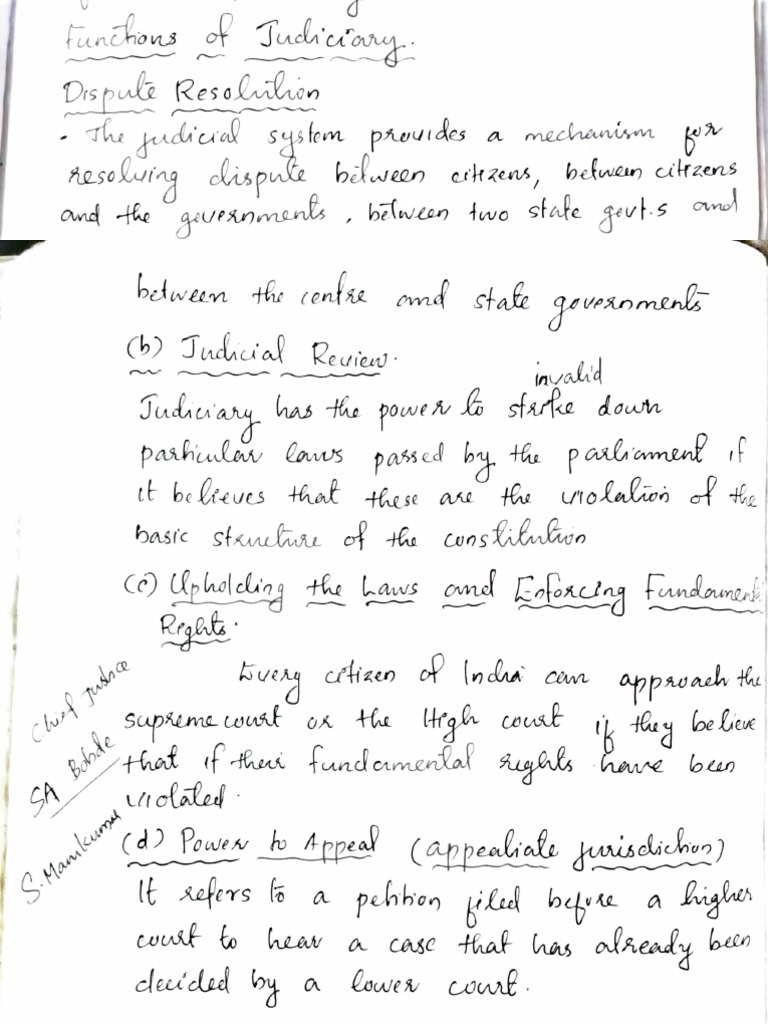 Functions of Judiciary Class 9 | PDF