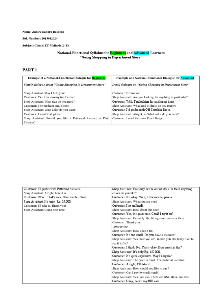 Zahira Sandra Baysella - 2013042024 - Notional Functional Syllabus For ...
