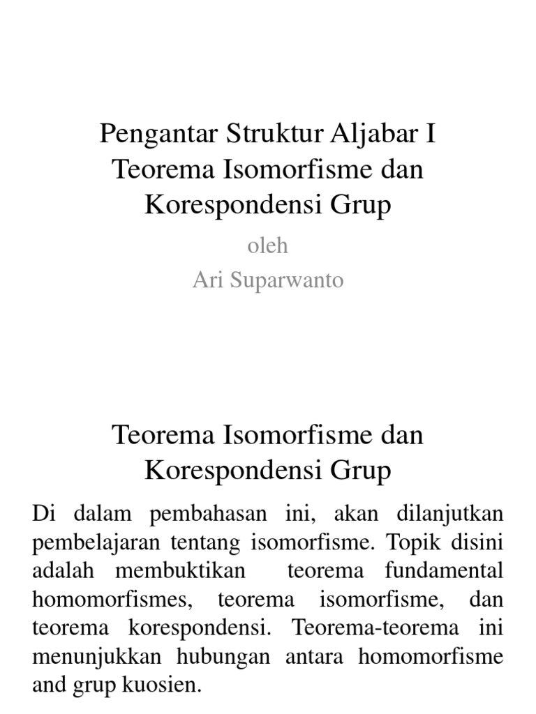 Teorema Isomorfisme Dan Korespodensi | PDF