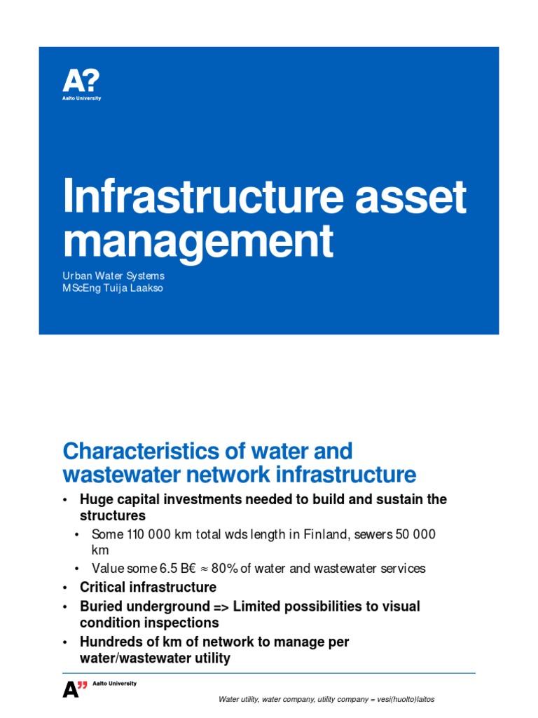Infrastructure Asset Management: Urban Water Systems Msceng Tuija ...
