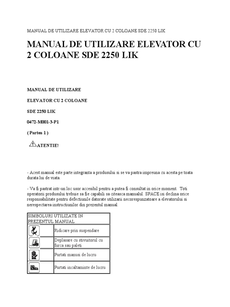 Manual Utilizare Elevator | PDF