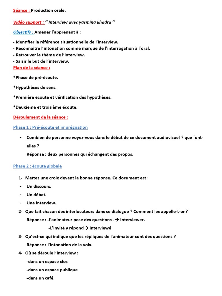 Interview de Yasmina Khadra : Analyse orale | PDF