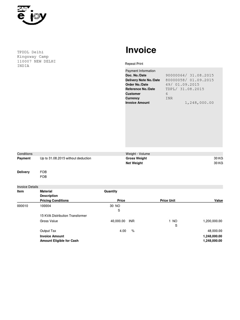 SAP STD Invoice Format | PDF | Invoice | Prices