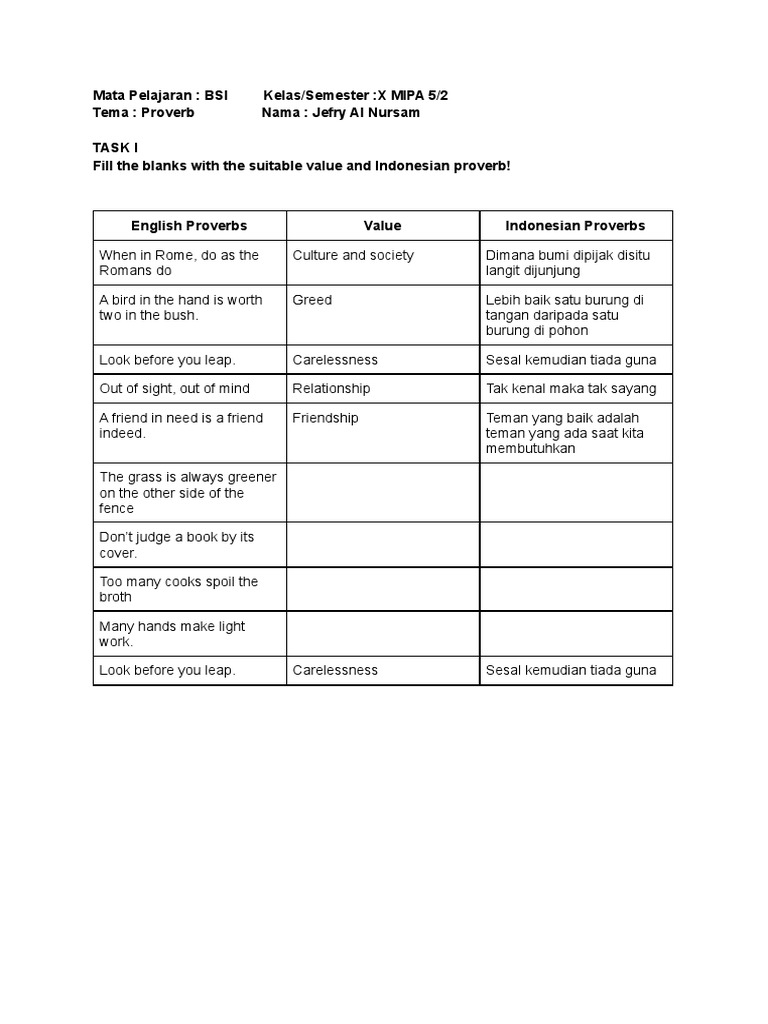 Exercise - Proverb and Riddle | PDF