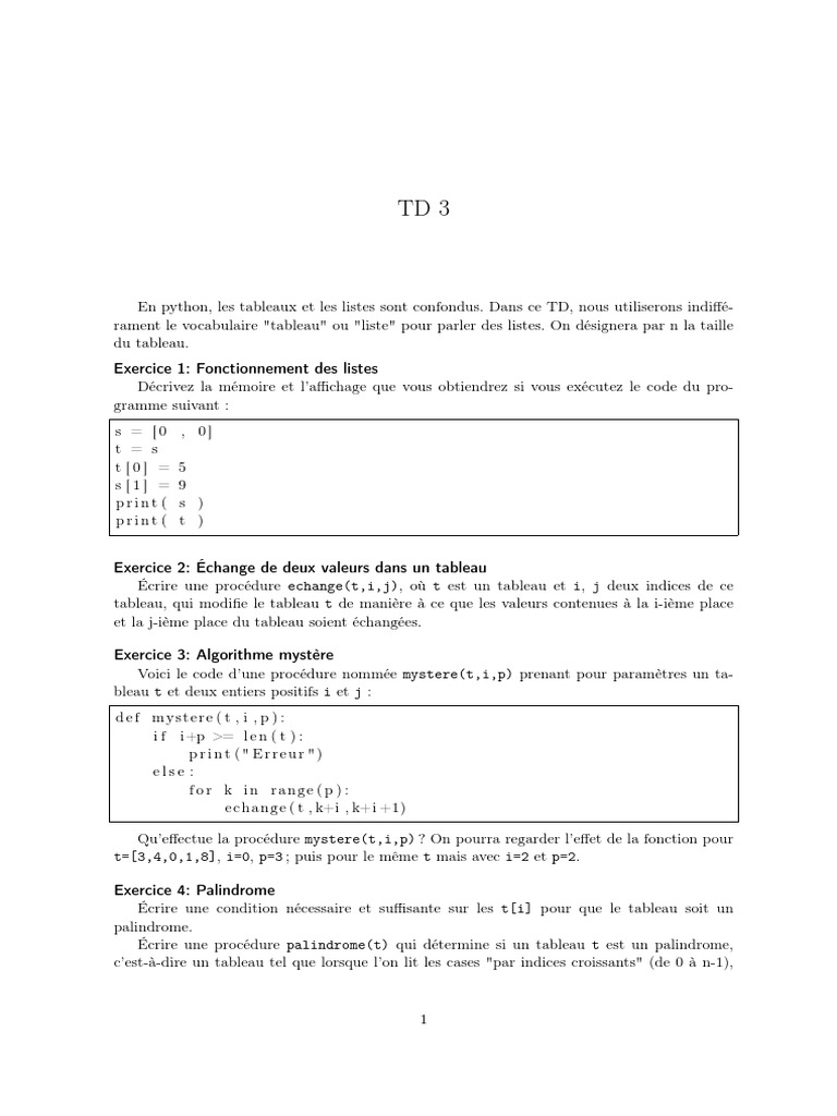 Les Tableaux en Python | PDF | Mathématiques | Programmation informatique