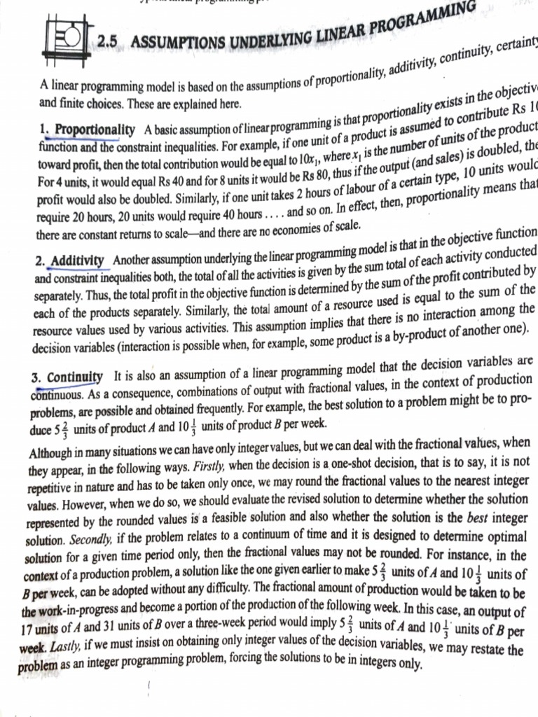 Assumptions of LPP | PDF | Linear Programming | Analysis Assumptions of LPP | PDF | Linear Programming | Analysis