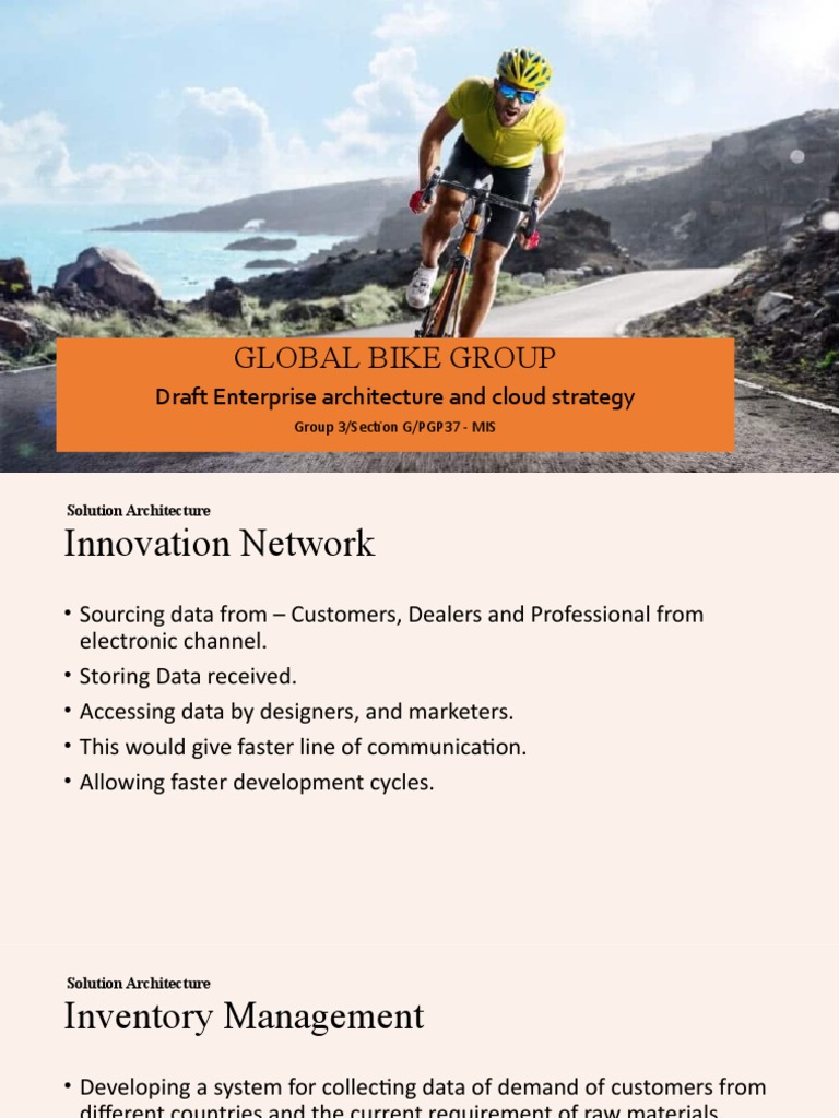 Solution Architecture: Global Bike Group | PDF | Cloud Computing | Inventory