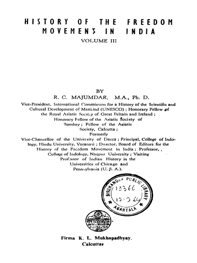 History of The Freedom Movement in India Vol 3 - RC Majumdar | PDF