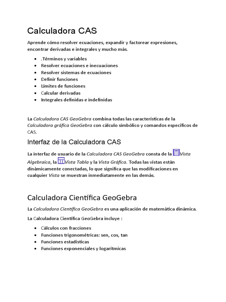 Calculadora CAS, Notas, Cientifica, Clasico | PDF | Ecuaciones ...