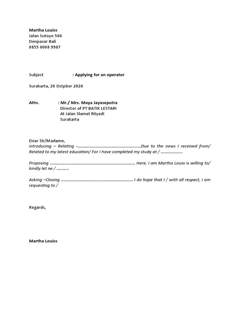 Application Letter Format | PDF | Home & Garden