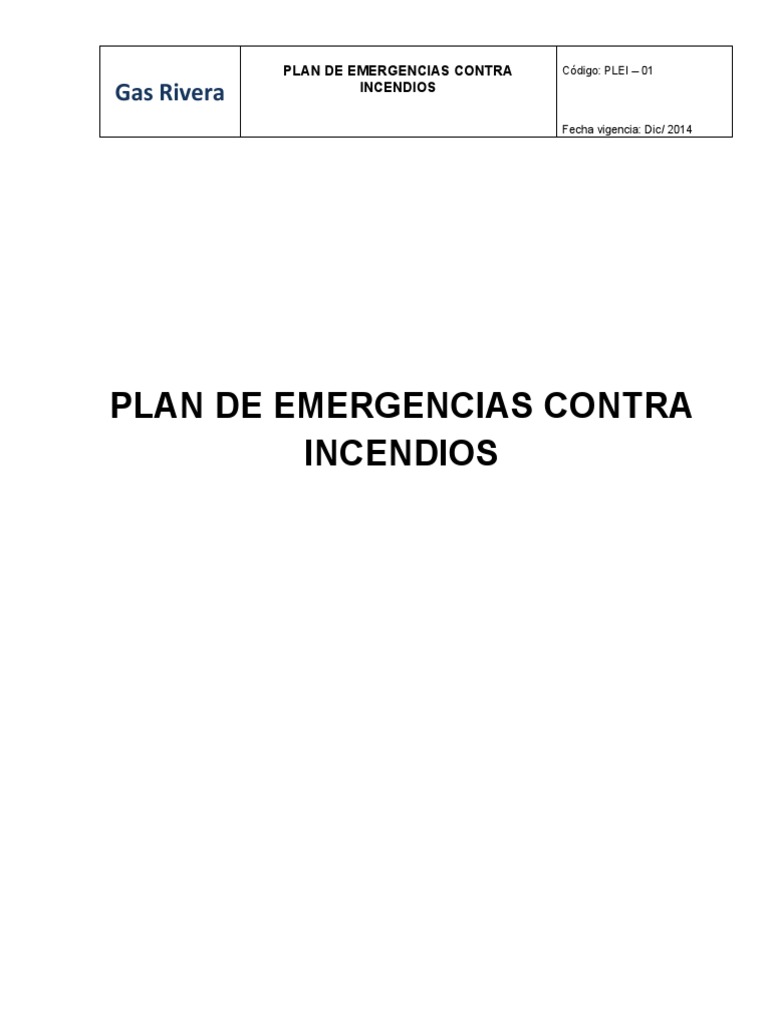 Plan de Emergencia Contra Incendio | PDF | Primeros auxilios | Bombero