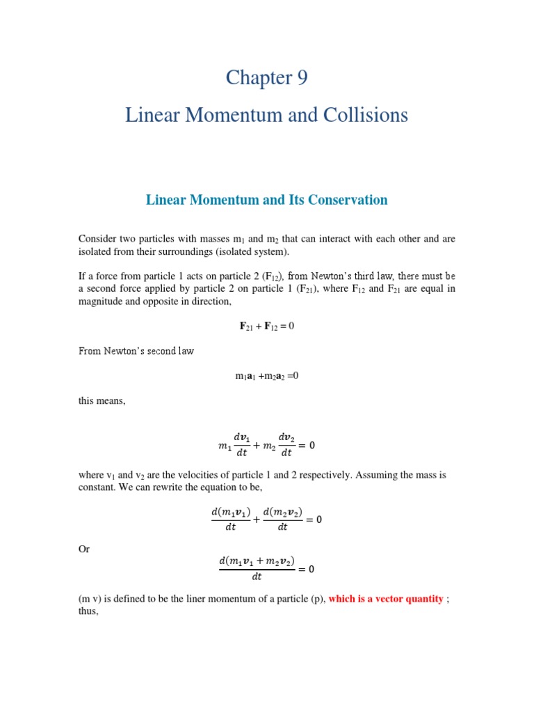 Linear Momentum and Collisions | PDF | Collision | Momentum
