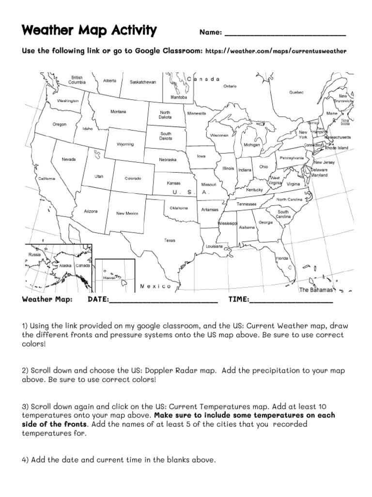 Weather Map Activity | PDF | Map | Weather