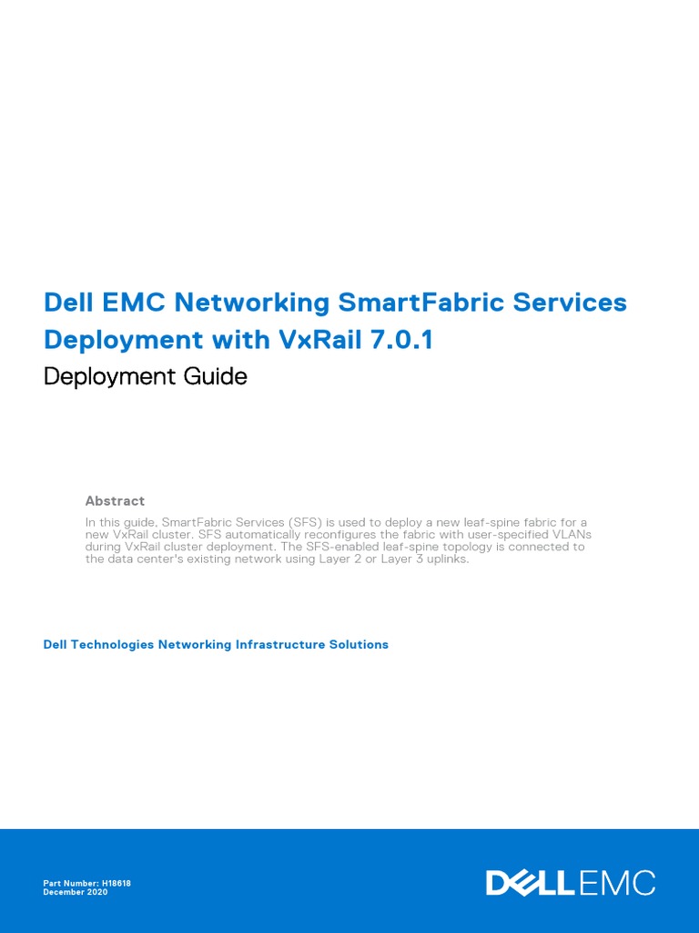 Dell Emc Networking Smartfabric Services Deployment With Vxrail 7 0 1 Pdf Computer Network
