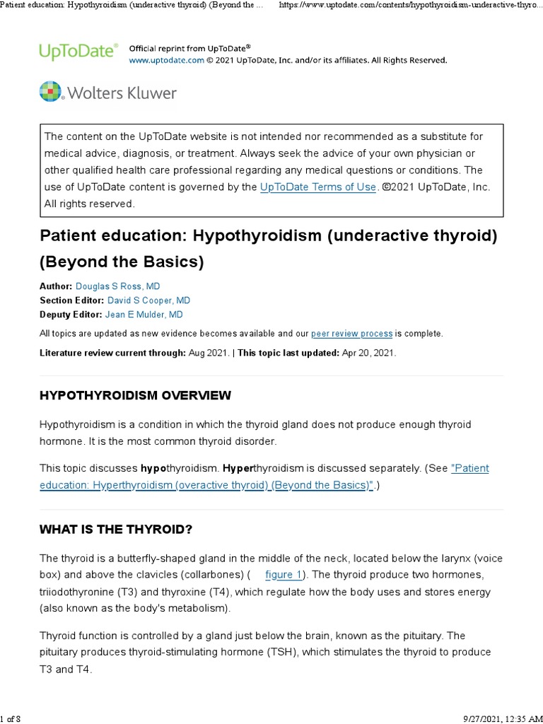 Hypothyroidism Patient Education Handout | Inspirational Education
