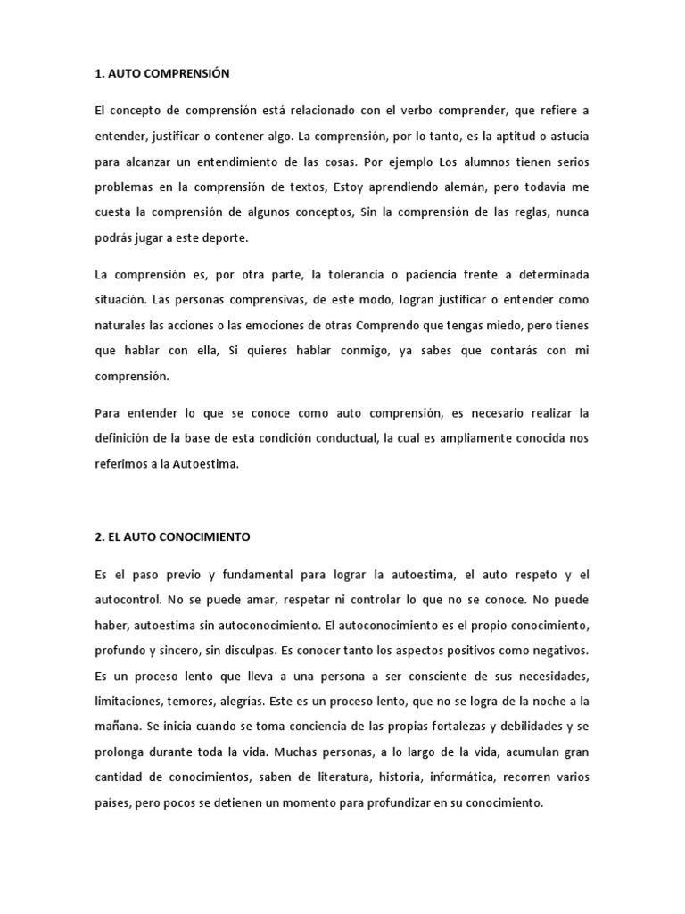 Autocomprension | Descargar gratis PDF | Empatía | Autoestima