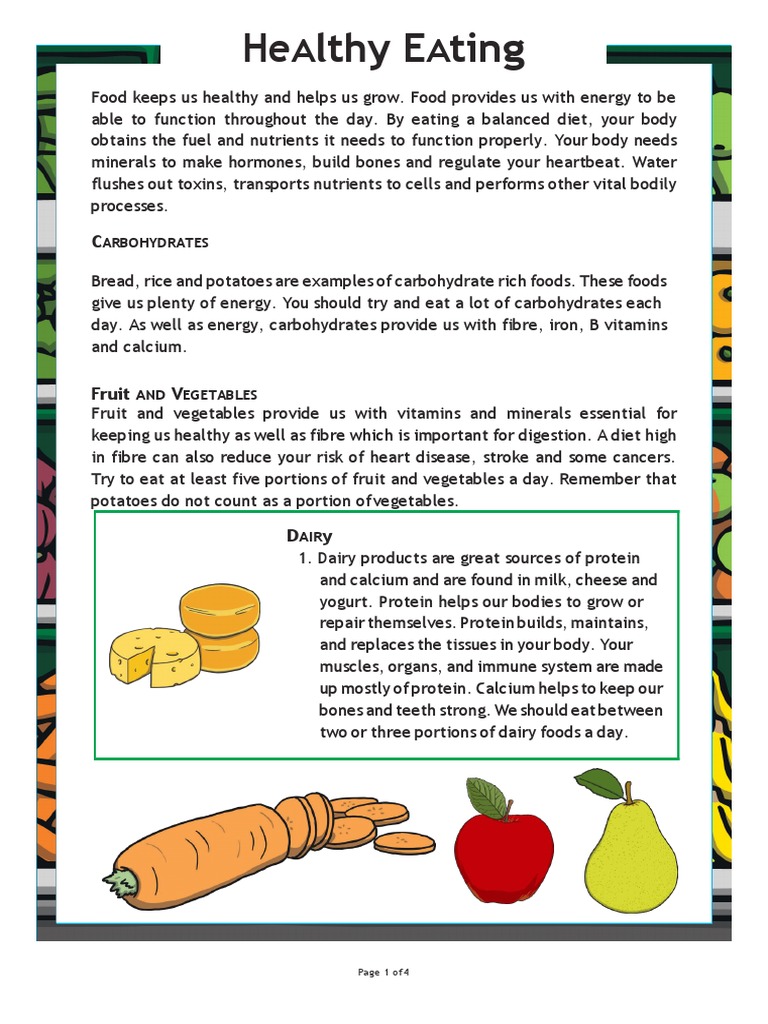 Healthyeatingreadingcomprehension MARIA CAMILA DIAZ | PDF | Foods | Fat