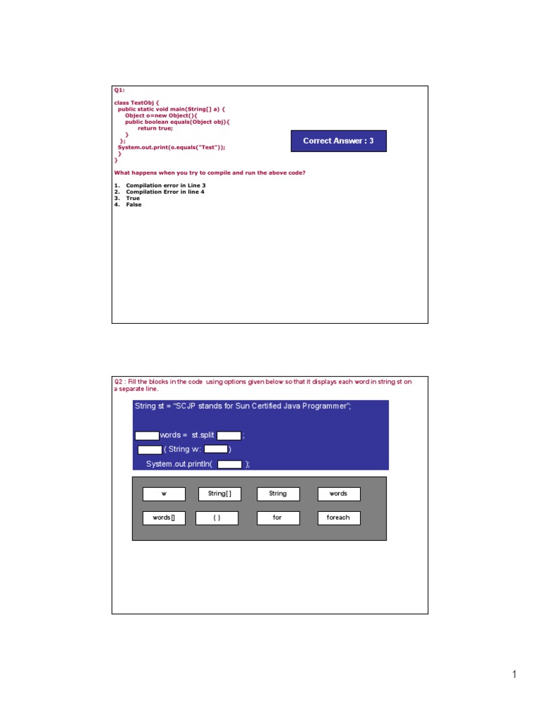 Scjp Questions Pdf Class Computer Programming Java Programming
