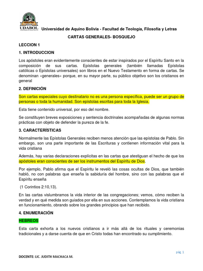 Lecciones 1-3 Cartas Generales | PDF