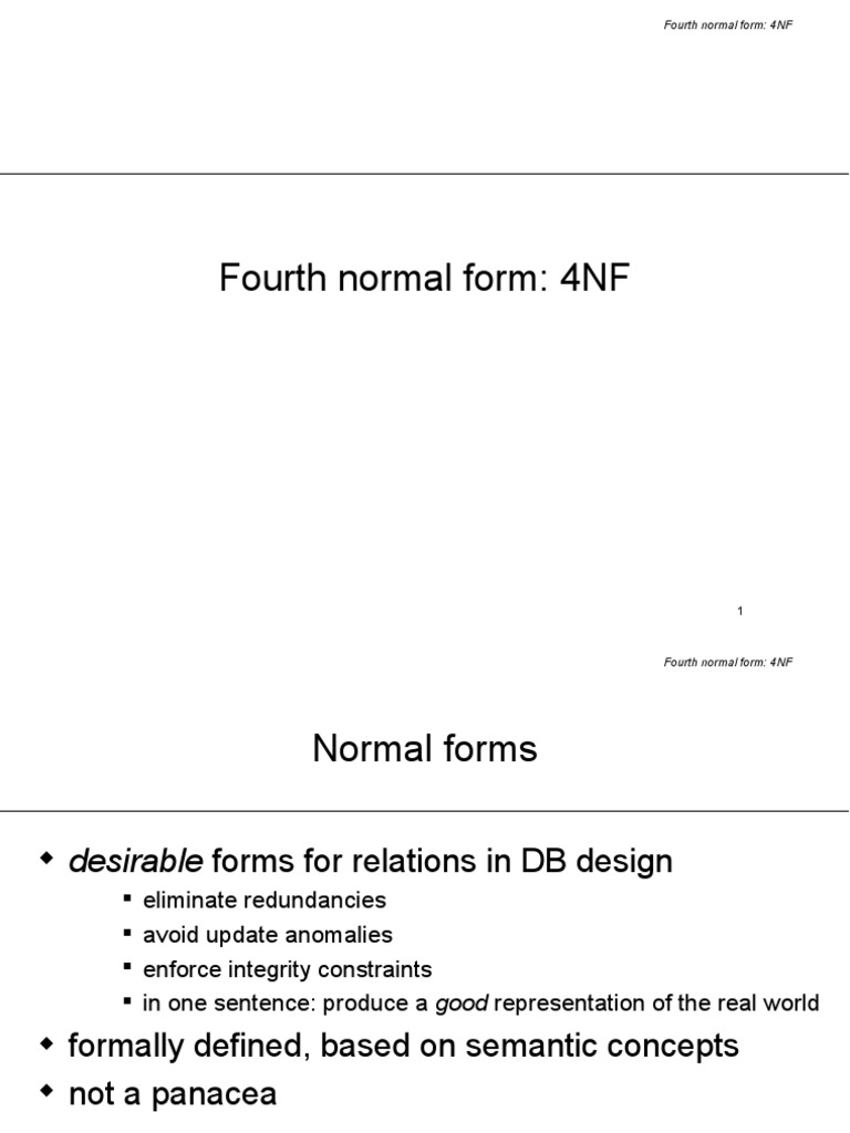 Fourth Normal Form: 4NF | PDF | Databases | Computer Programming