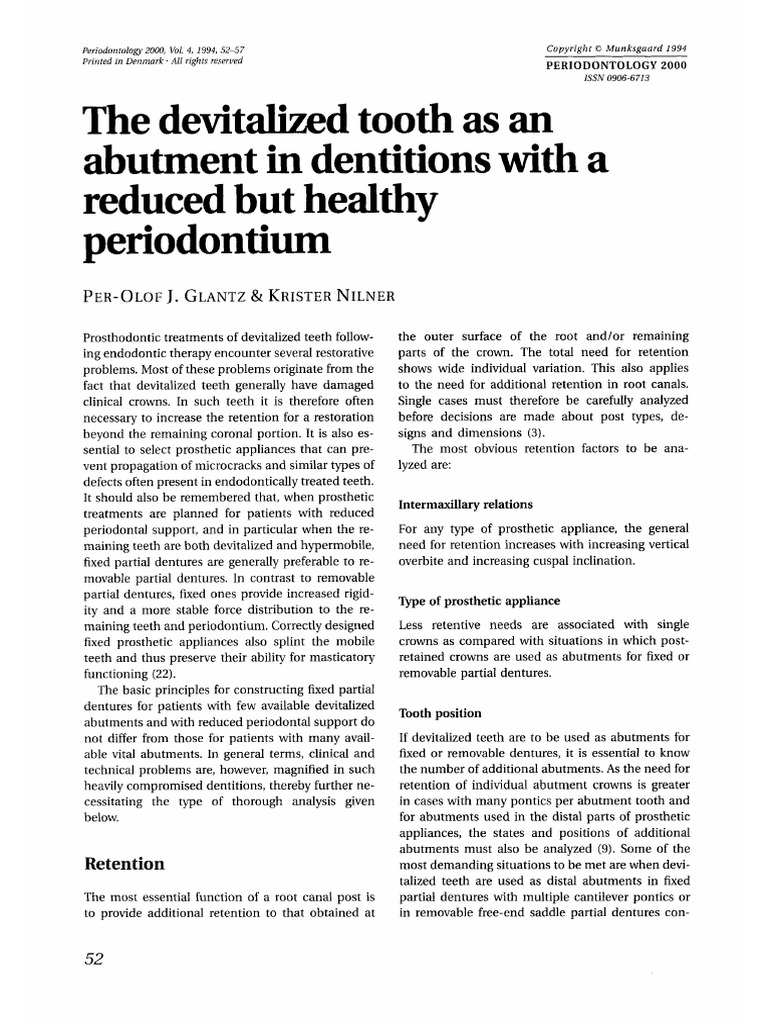 The Devitalized Tooth As An | PDF