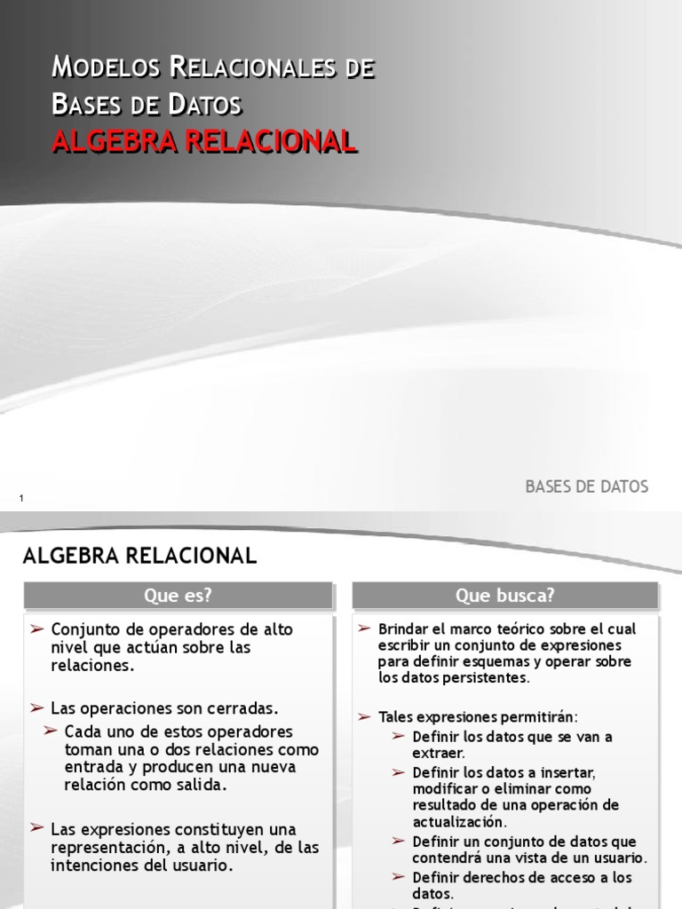 Algebra Relacional-1 | PDF | Informática | Datos de computadora