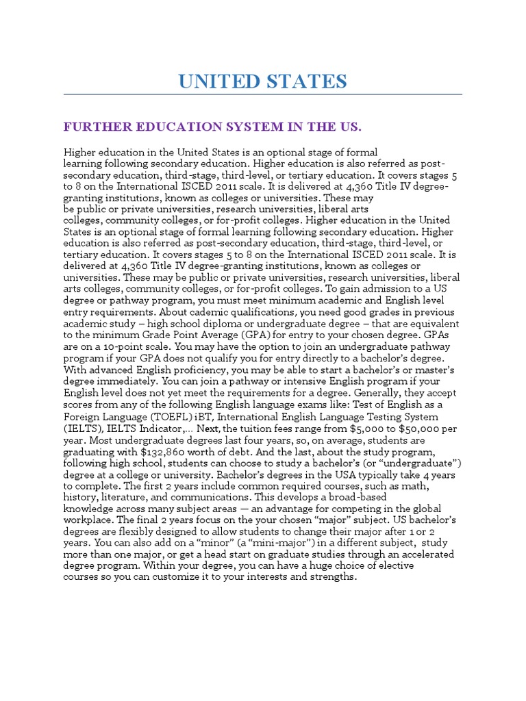 US Higher Education System Explained | PDF | College | Academic Degree