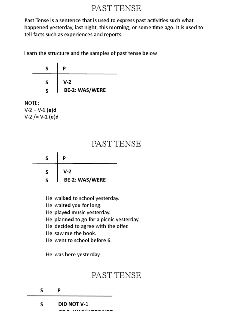 Past Tense - Telling An Experience | PDF