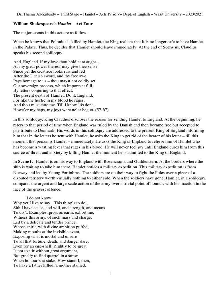 Claudius and Laertes' Deadly Plot | PDF | Hamlet | Plays Based On ...
