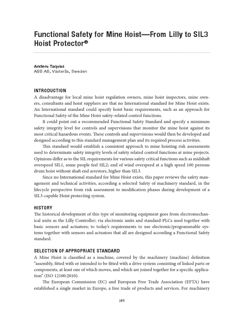 Functional Safety For Mine Hoist-From Lilly To SIL3 Hoist Protector ...