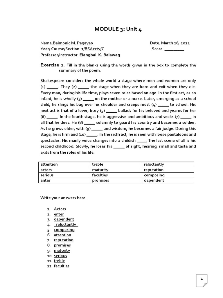 1-BSA-C-Pagayao, Baimonic - MODULE3 - UNIT4 - EXERCISES | PDF