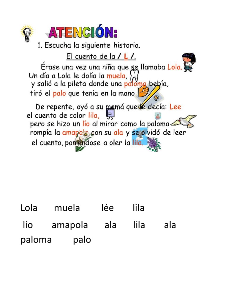 Cuento Letra L | PDF