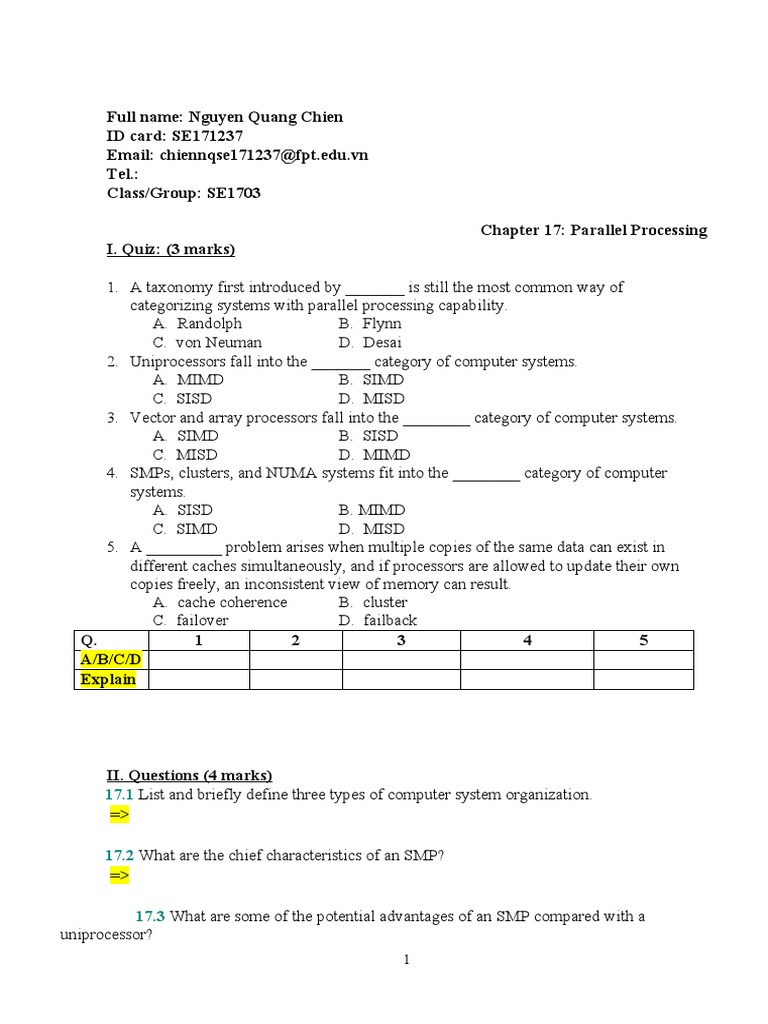 Chapter 17 - Exercises - Parallel Processing | PDF