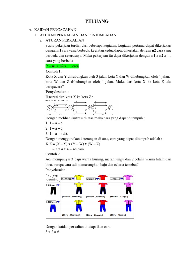 Peluang (Aturan Penjumlahan Perkalian Dan Notasi Faktorial) | PDF