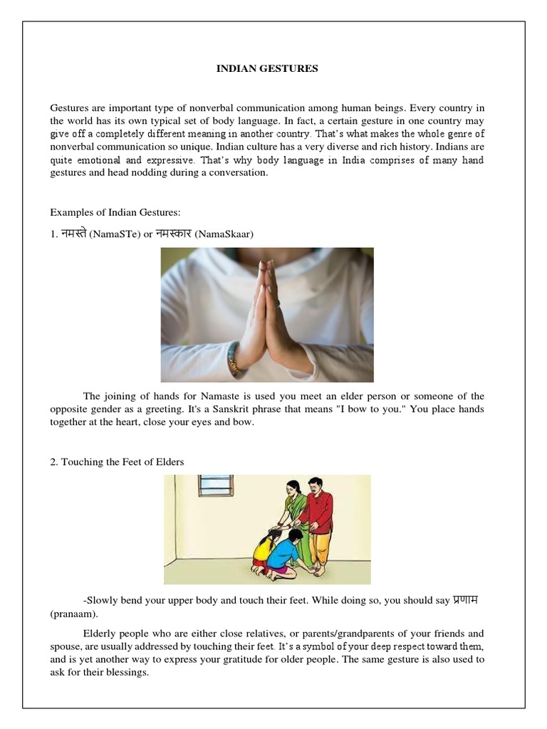 Indian Gestures and Their Meanings | PDF | Career & Growth | Language ...