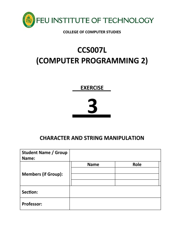 CCS0007 - Laboratory Exercise 3 | PDF | String (Computer Science ...